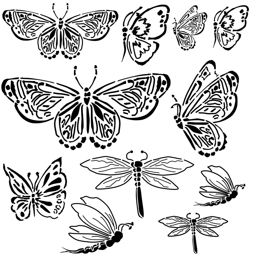 12x12" Butterfly and Dragonfly Stencil – Dewberry U